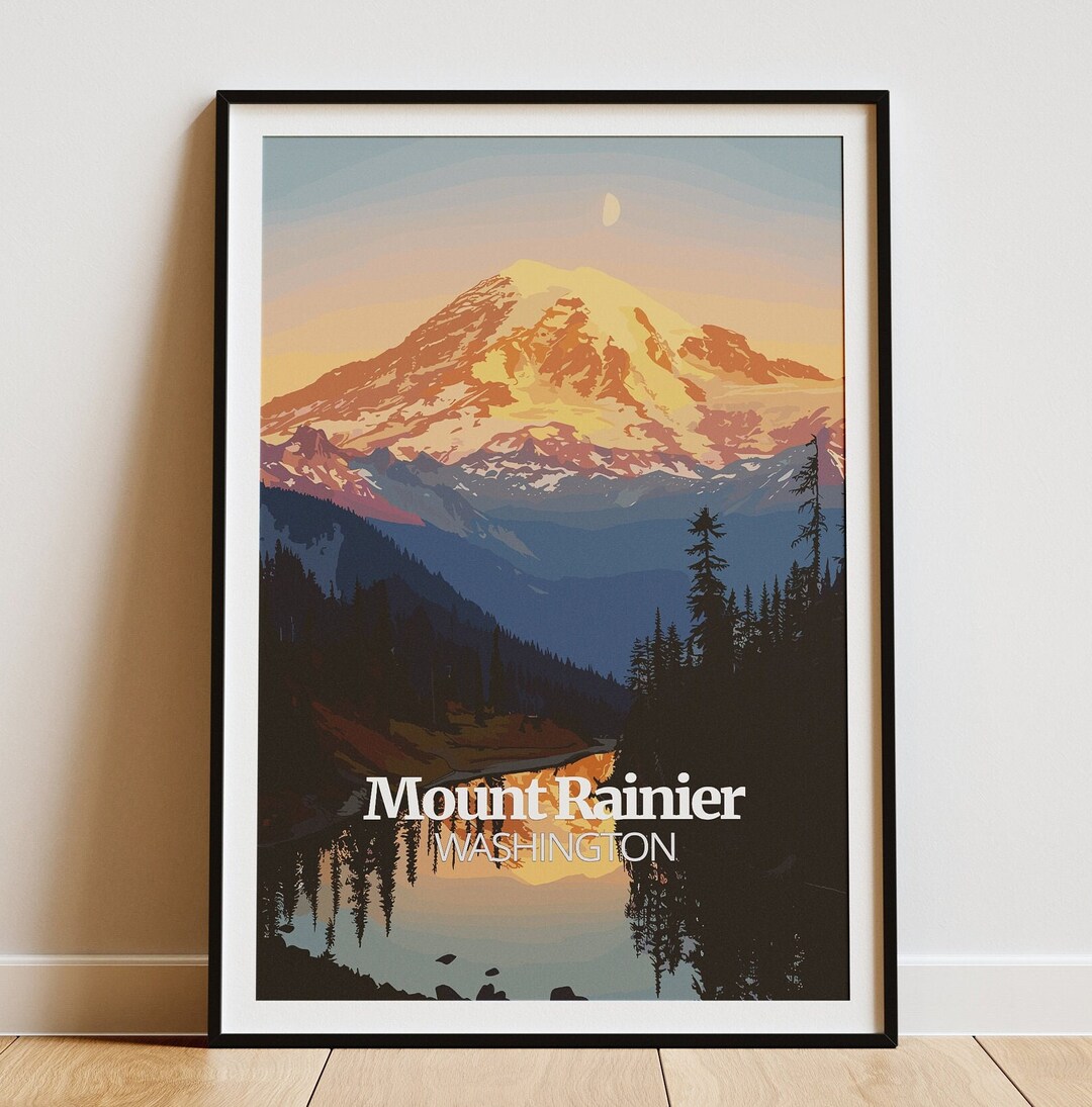 Mount Rainier Art Print Unframed Majestic Mountain Landscape Pacific ...
