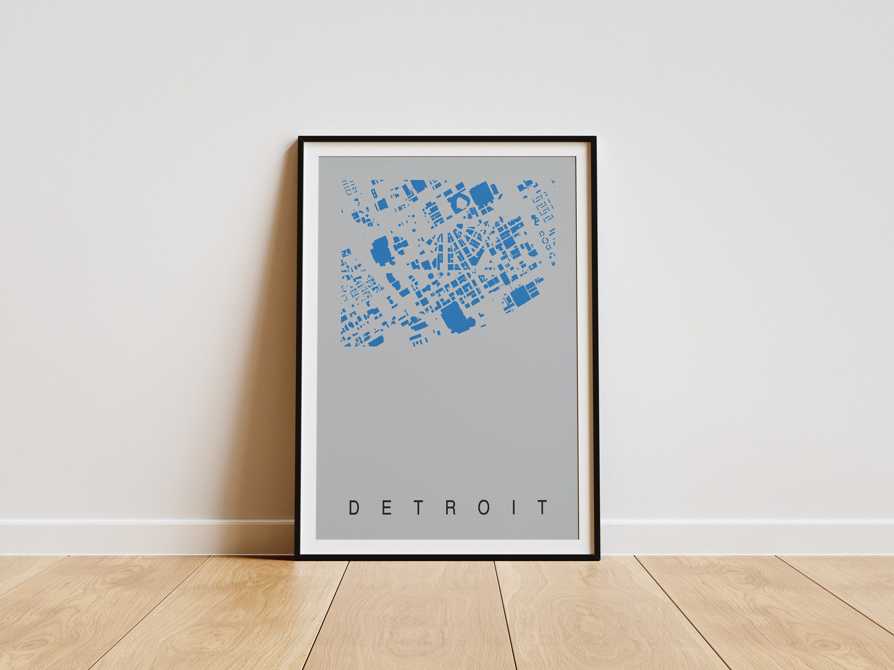 Detailed Detroit Map Art Print, Minimalist Cityscape Poster, Modern ...
