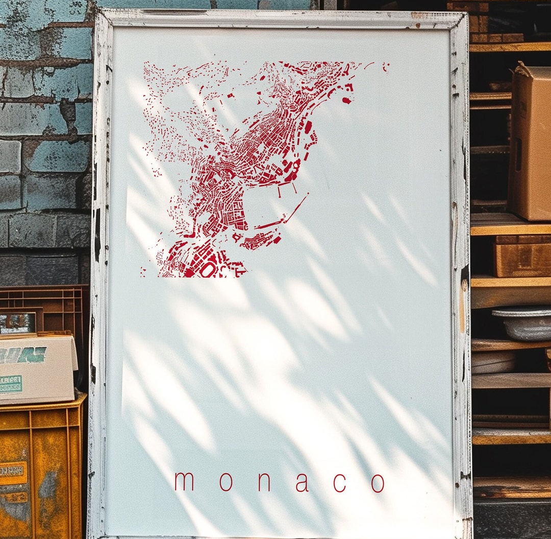 Modern Monaco Map Art Print, Detailed Monaco Cityscape Poster ...