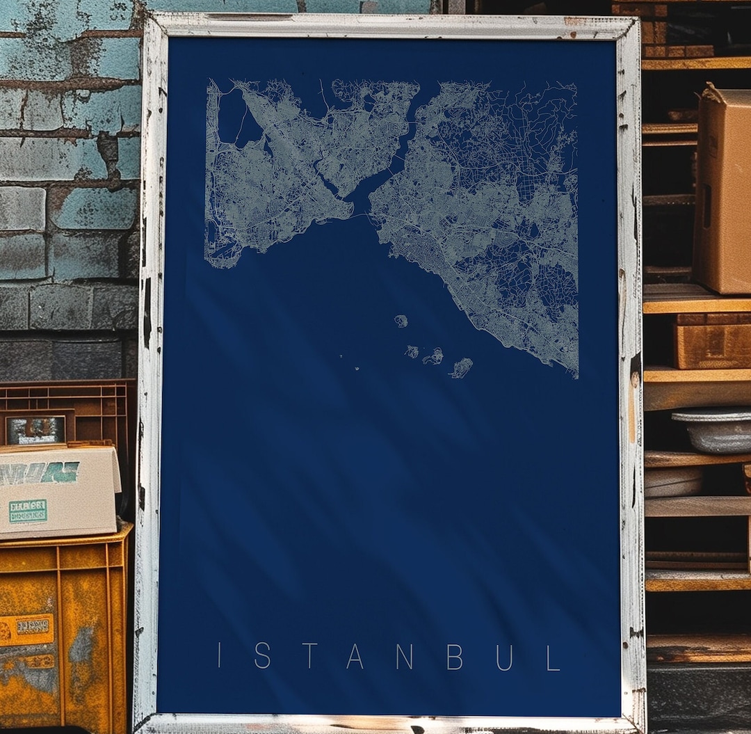 Modern Istanbul Map Art Print, Detailed Urban Cityscape Poster ...