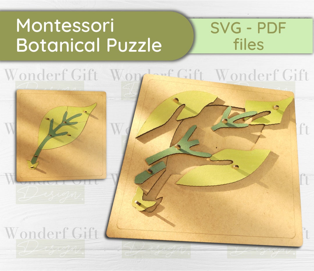 Montessori Leaf Puzzle SVG File: Botanical Wooden Toy (digital Download ...