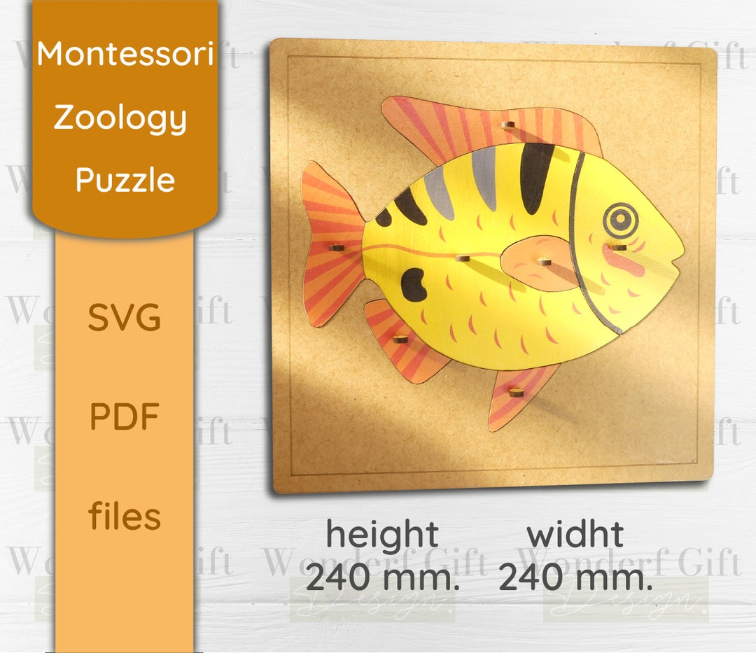 Montessori Zoology Puzzle for Child- Fish Puzzle SVG File - Montessori ...