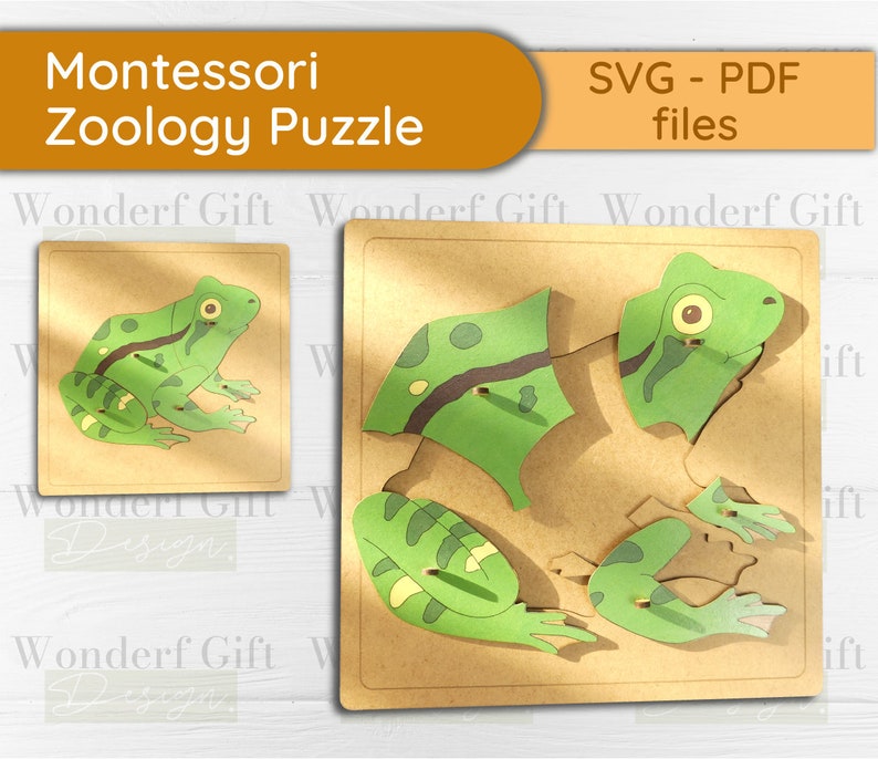 Montessori Zoology Puzzle for Child- Frog Puzzle SVG File - Montessori ...