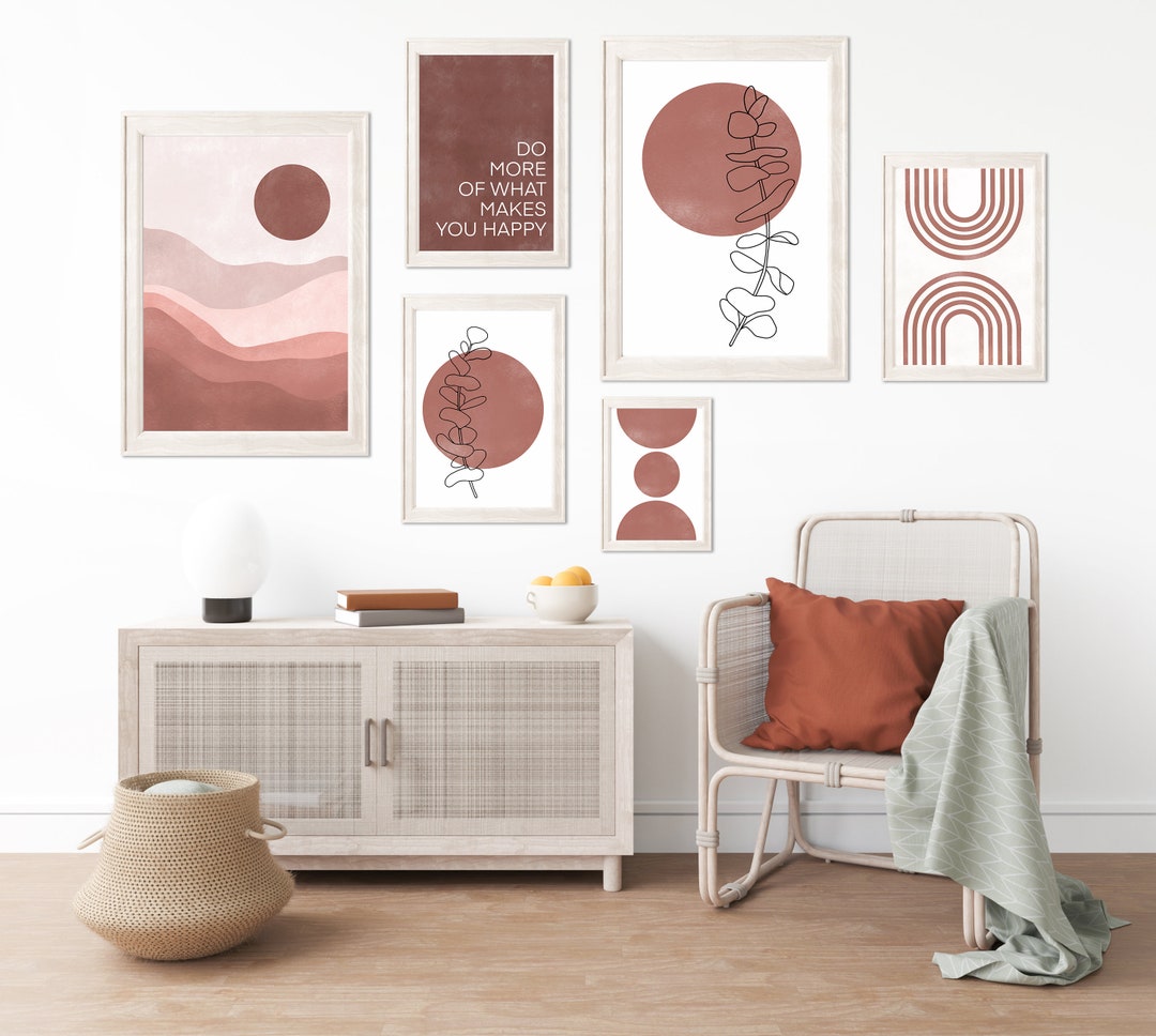Rainbow Sun Boho Poster Set 6 Posters Terracotta Art Minimalist ...