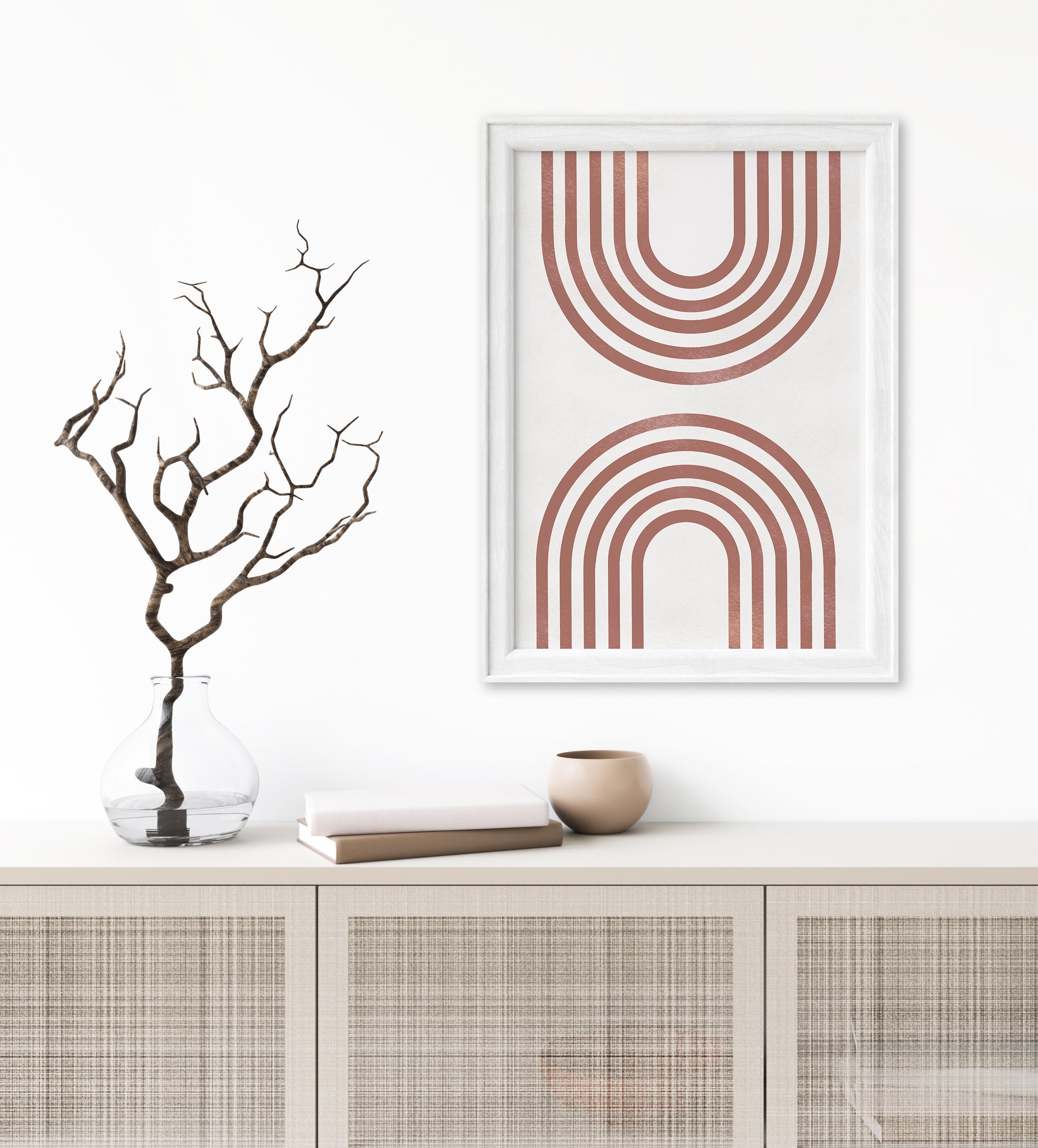 Rainbow Sun Boho Poster Set 6 Posters Terracotta Art Minimalist ...