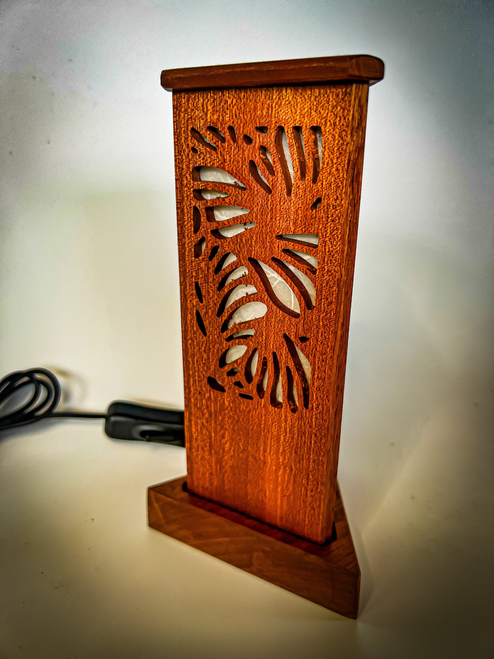 Handmade Sapele Shoji Lantern With Flickering Candle Effect LED Light ...