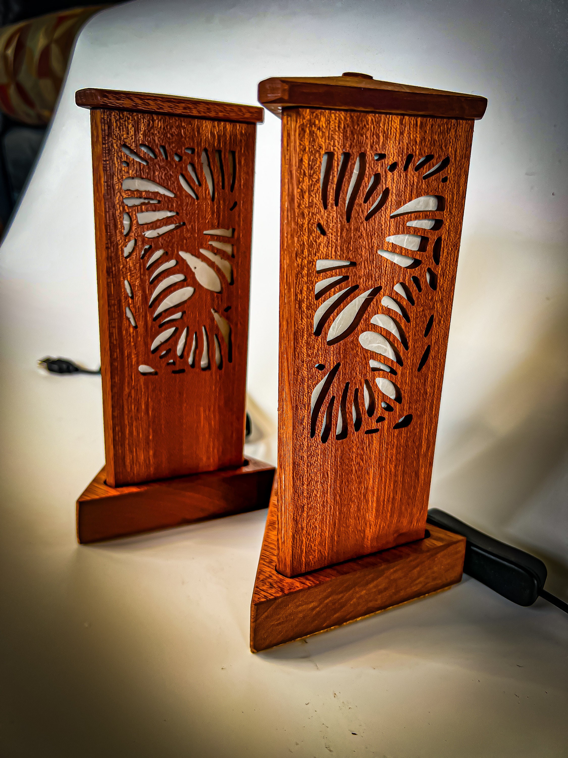 Handmade Sapele Shoji Lantern With Flickering Candle Effect LED Light ...