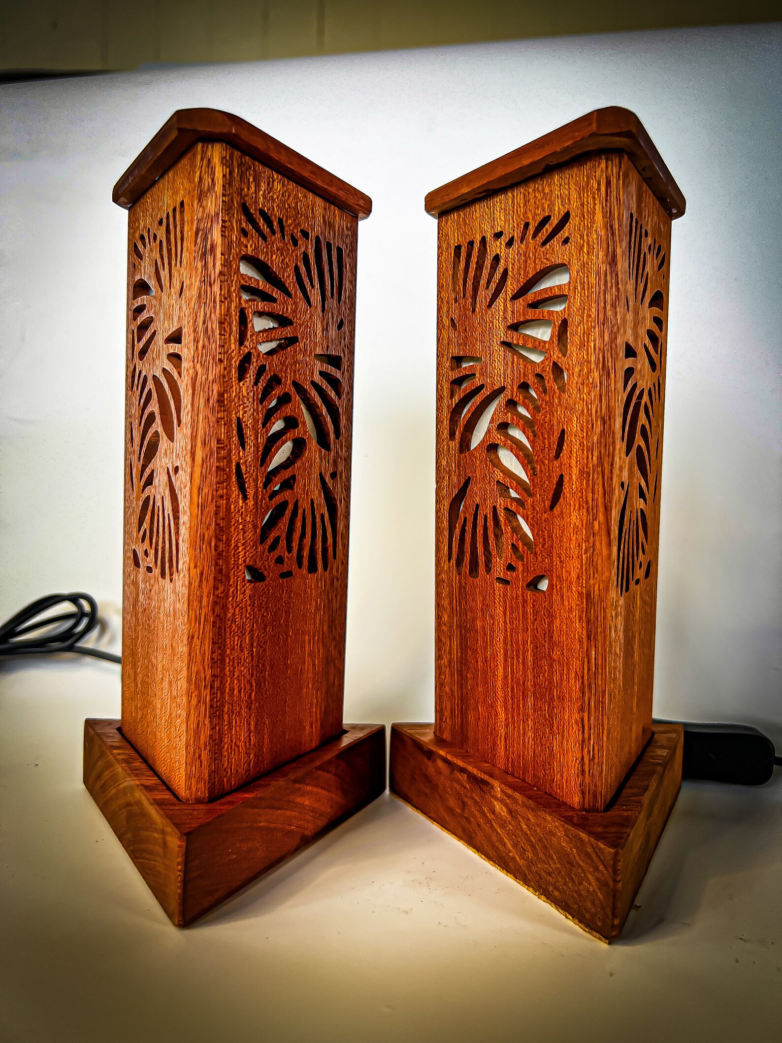 Handmade Sapele Shoji Lantern With Flickering Candle Effect LED Light ...