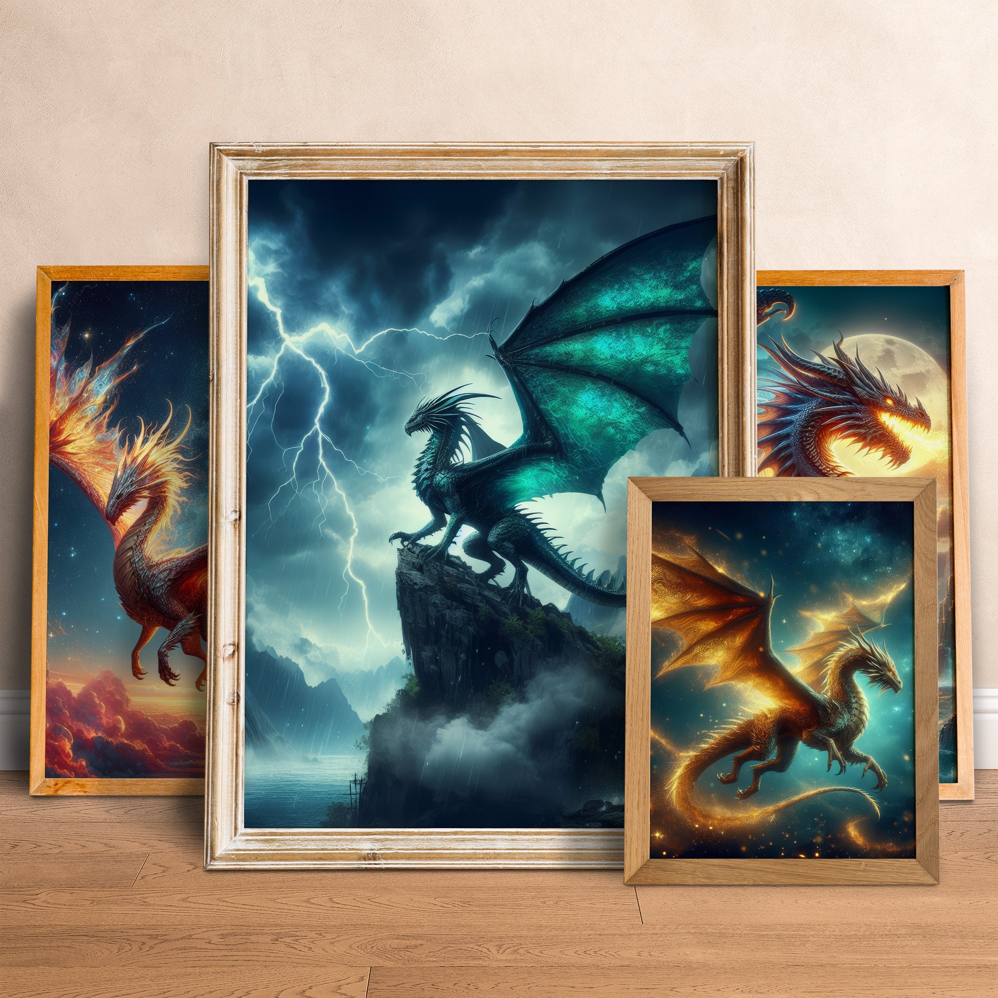 4 Wings of Fire Poster: Fantasy Decor, Fantasy Art Print, Mythical ...