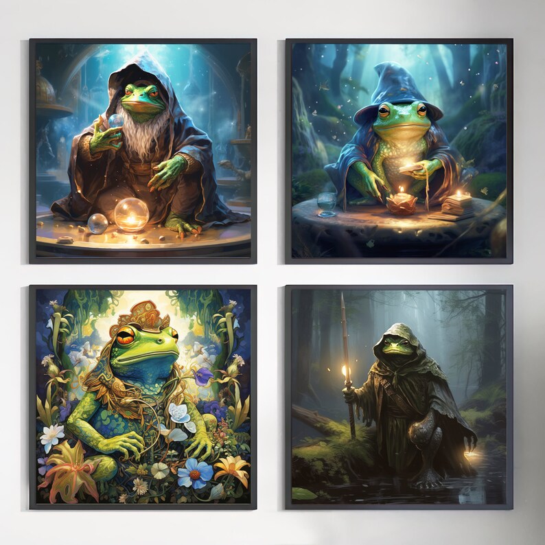 Set of 4 Fantasy Frog | Frog as Dnd Classes | Fairytale | Fantasy ...