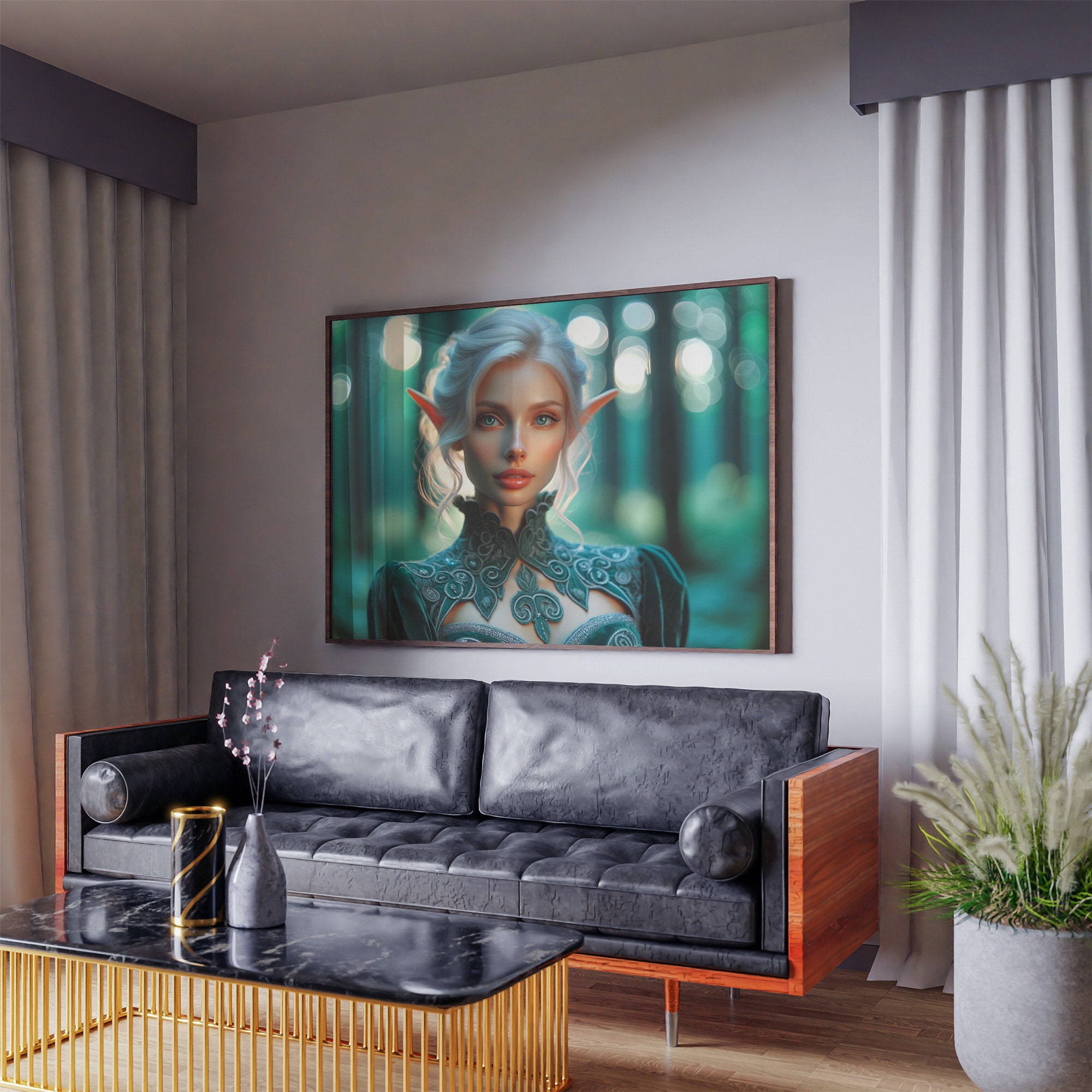 2 Elf Women Sylvan Elven Beauties 6K PNG Modern Wall Art, Printable ...