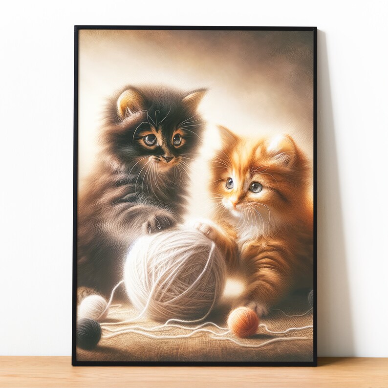 Set of 4 Cute Cat Wall Art Printable Posters Cute Cat Canvas ...