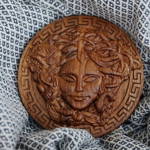 Medusa Wood Carving, Captivating Carved Medusa, Carved Gorgon Art ...