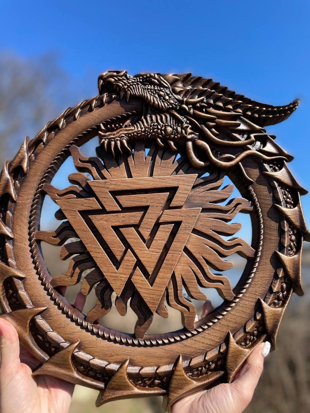 Ouroboros With Valknut | Viking Dragon Wall Decor | Norse Mythology ...