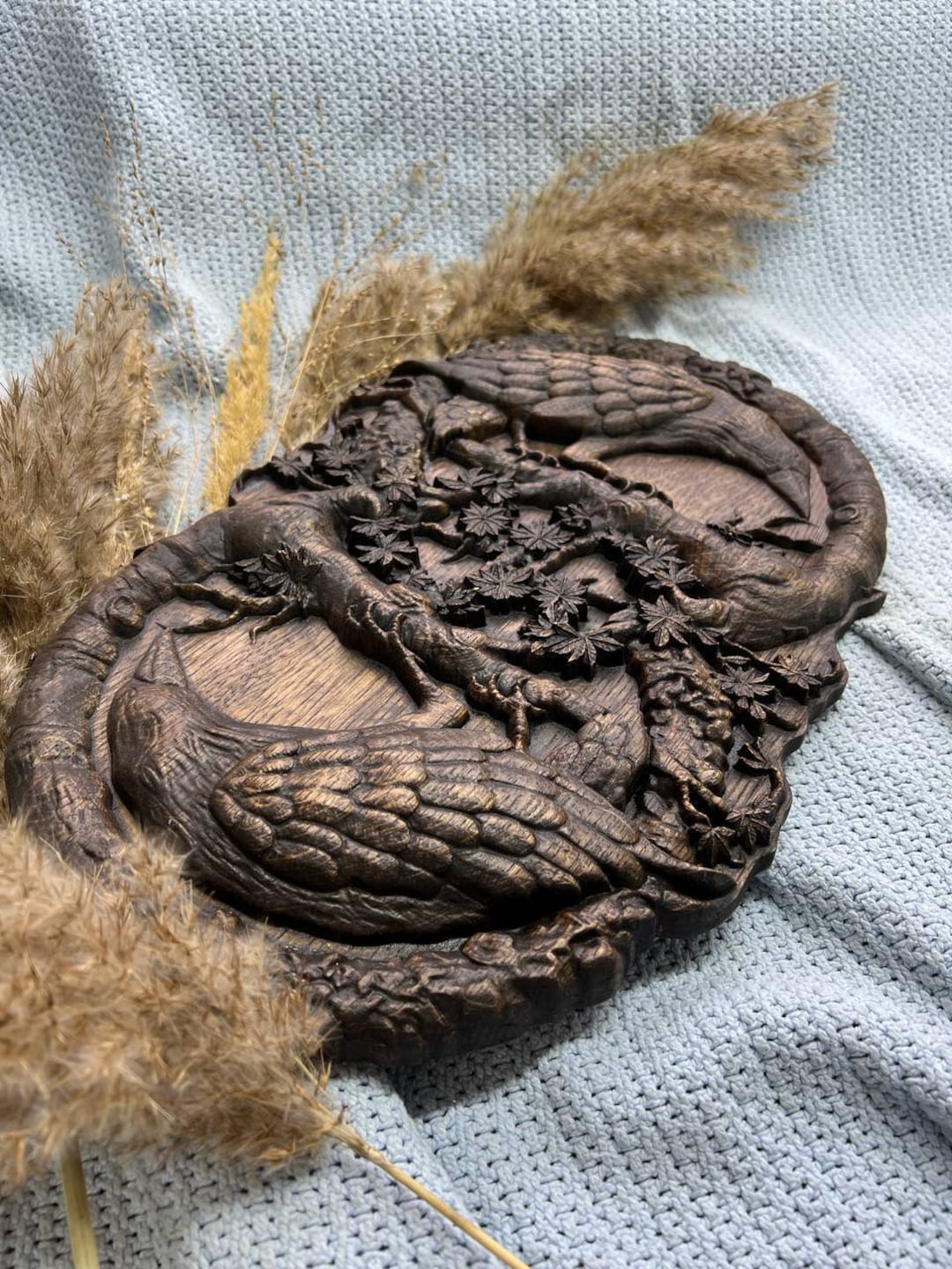 Odin's Ravens Wooden Wall Art, Raven Wall Art, Hand-carved Odin's ...