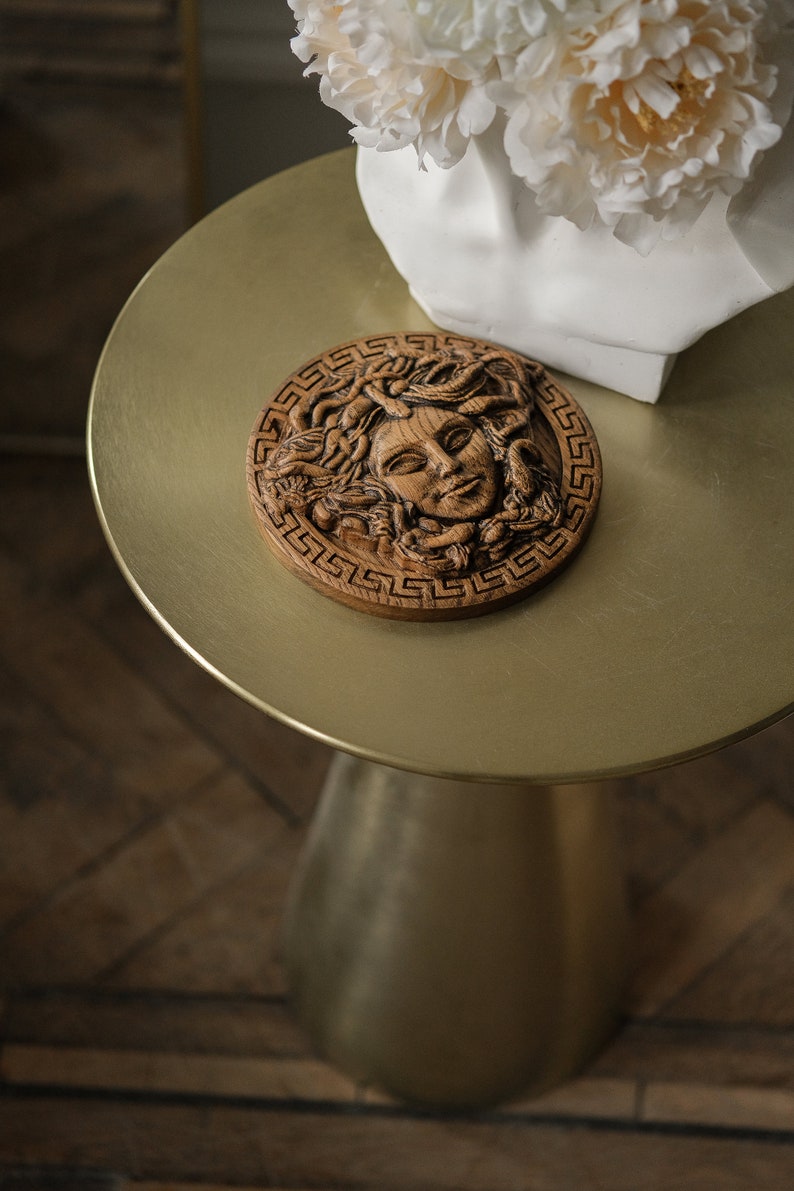 Medusa Wood Carving, Captivating Carved Medusa, Carved Gorgon Art ...