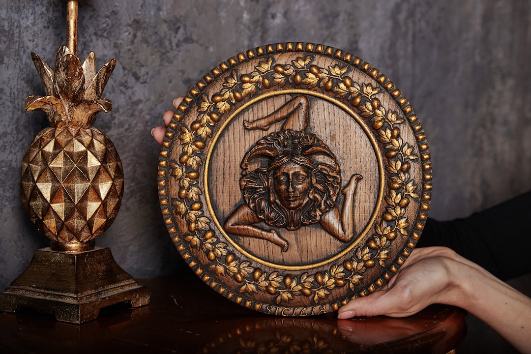 Medusa Wood Carving, Captivating Carved Medusa, Personalized Carved ...