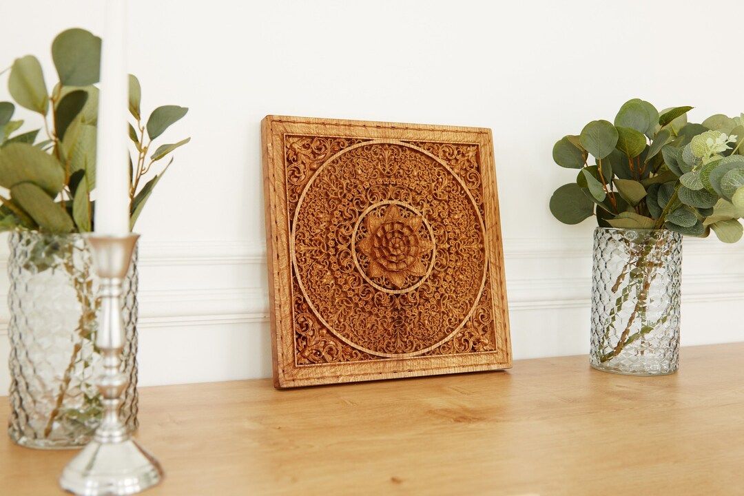 Wooden Carved Mandala, Mandala Wall Hanging, Wood Carving Panel ...