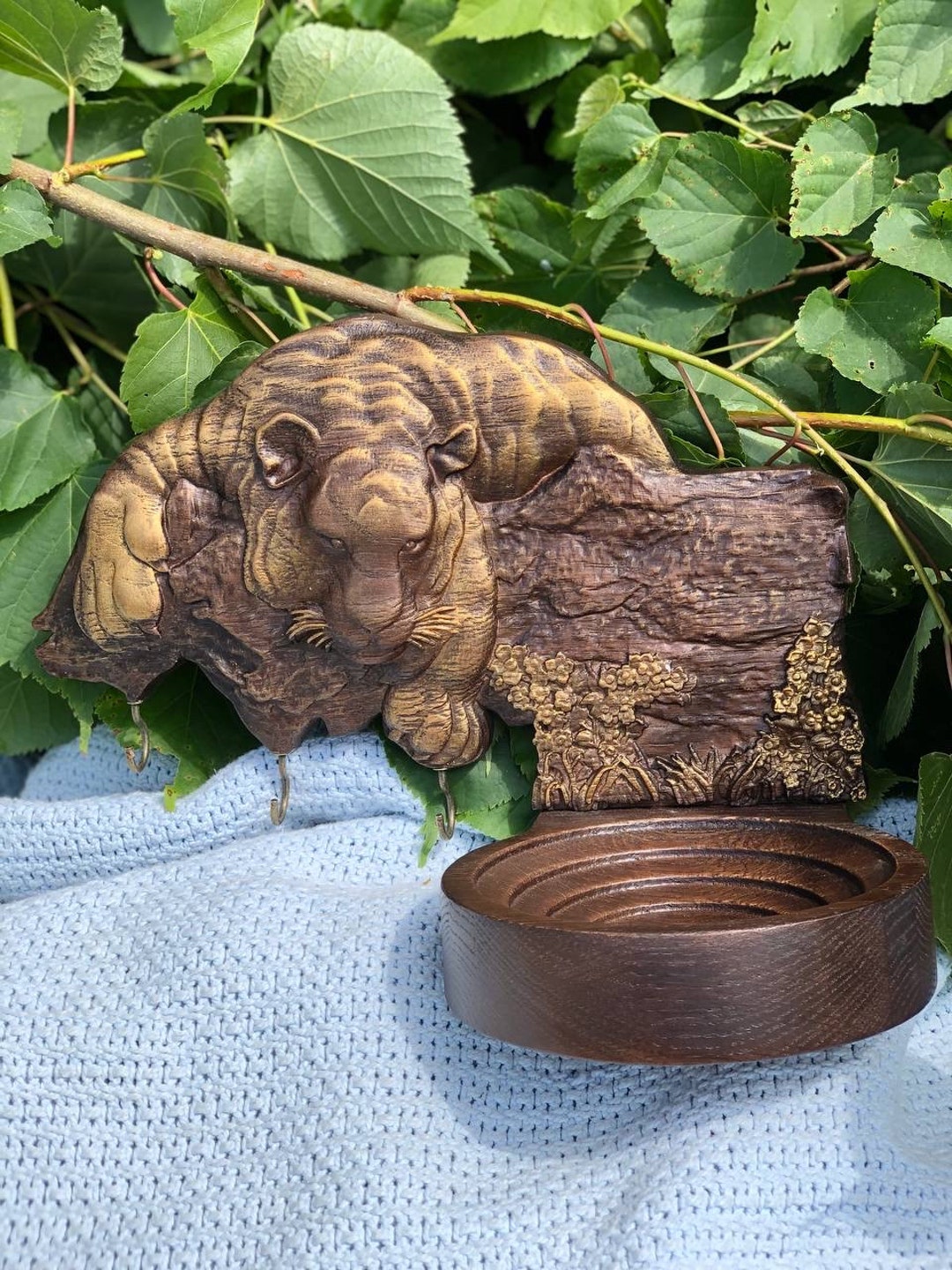 Wooden Key Organizer, Tiger Key Holder, Carved Wall Key Holder, Key ...