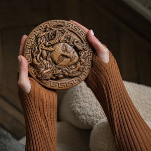 Medusa Wood Carving, Captivating Carved Medusa, Carved Gorgon Art ...