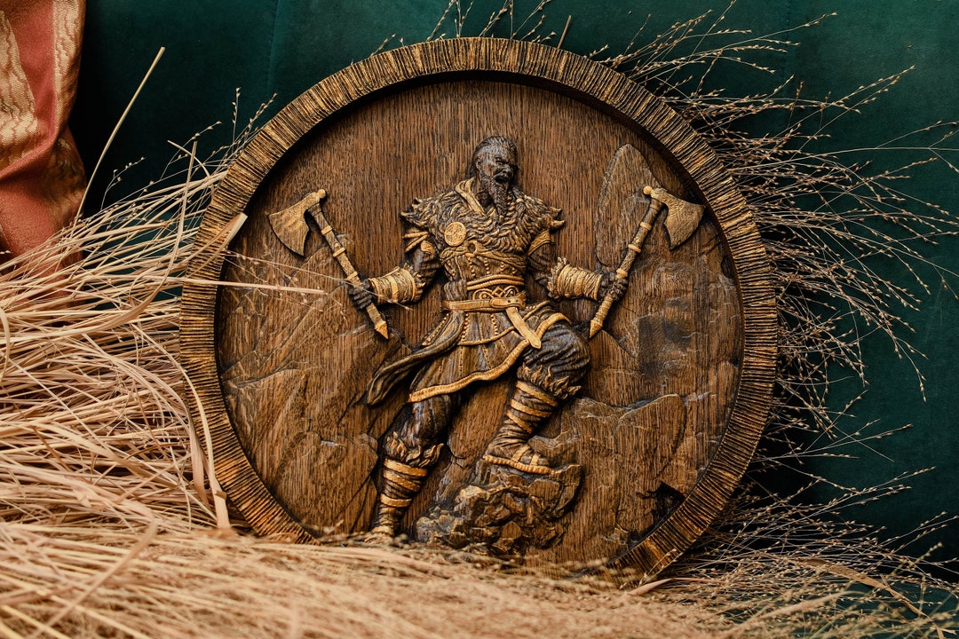 Viking Wooden Wall Art, Wood Carved Picture, Viking Decor, Viking ...