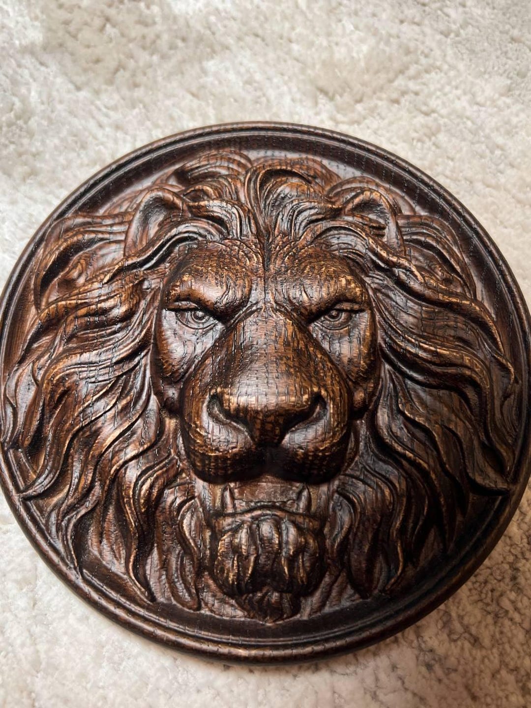 Wood Carved Lion, Lion Head Wood Carving for Unique Decor, Gifts for a ...