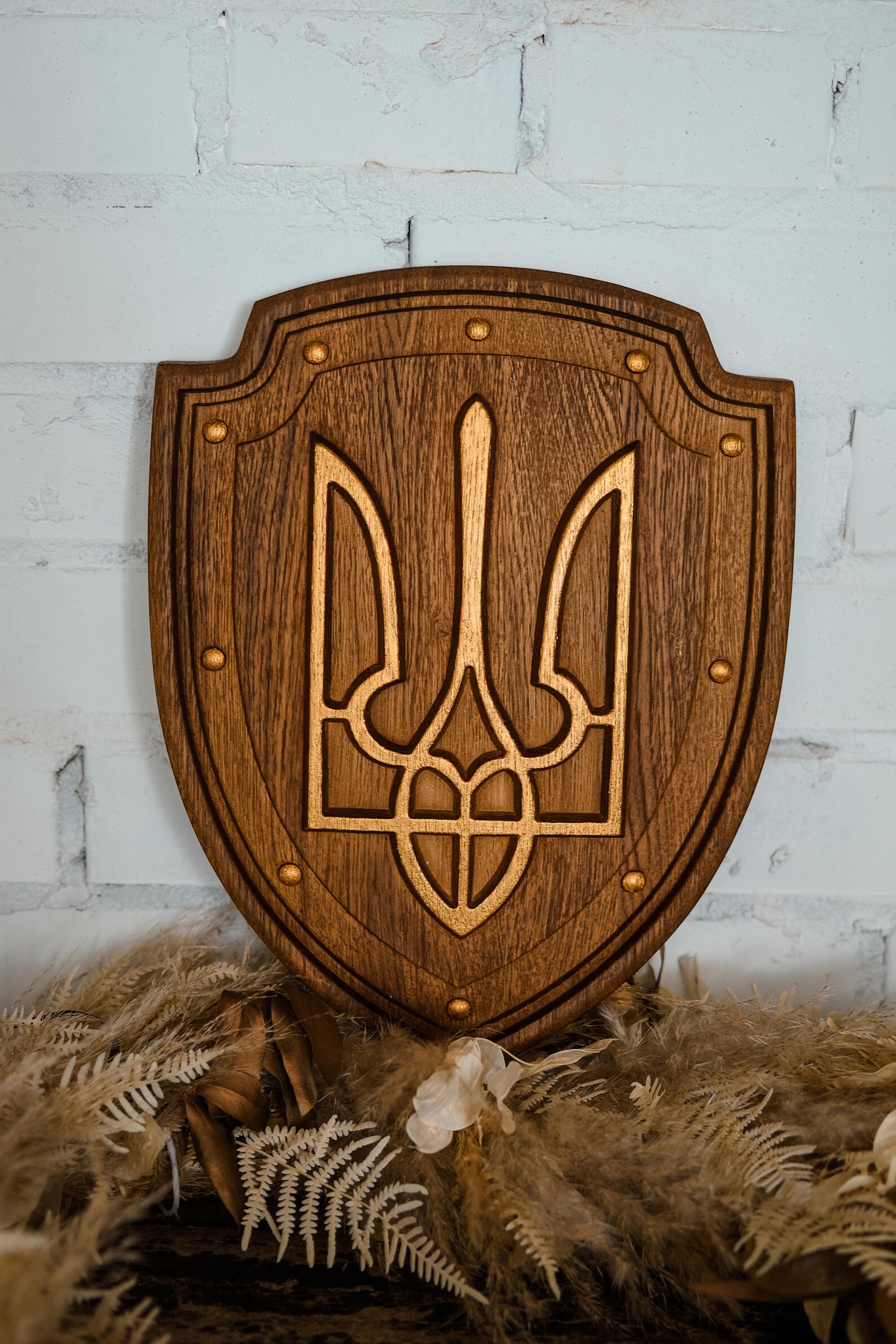 Coat of Arms, Wooden Trident Wall Art, Handcarved Wooden UA Coat of ...