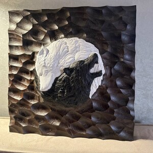 Wolf Carving, Carved Wolf Head Wall Decor, Wooden Wolf Decorative Plate ...