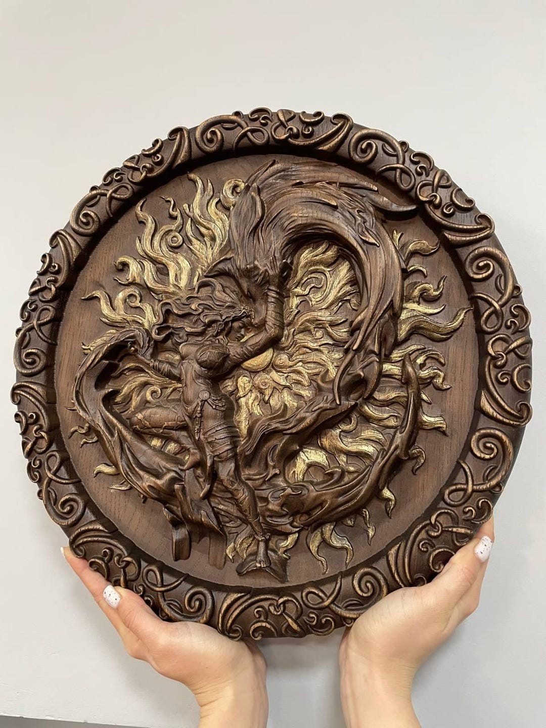 Viking Valkyrie & Wolf Guardian Wall Plaque | Celtic Viking Mythology ...