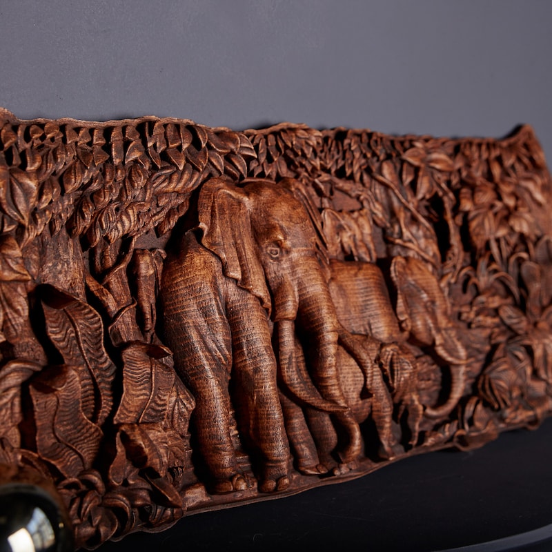 Wood Carved Elephants - Etsy