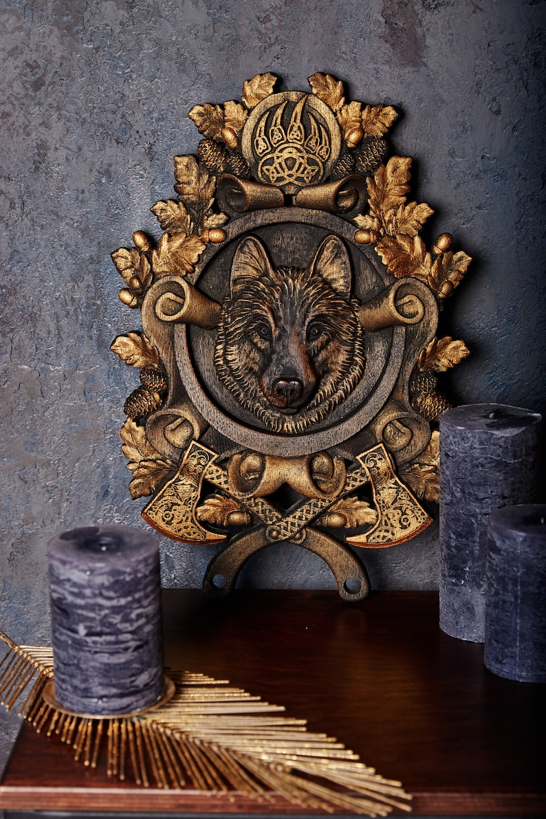 Carved Wooden Wolf Decor, Wolf Head Carving, Wolf Lovers Gift, Wood ...