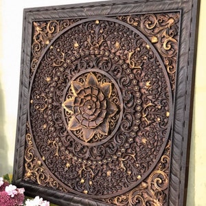 Abstract Wall Art Wooden Mandala, Handcarved Mandala Panel, Eco ...