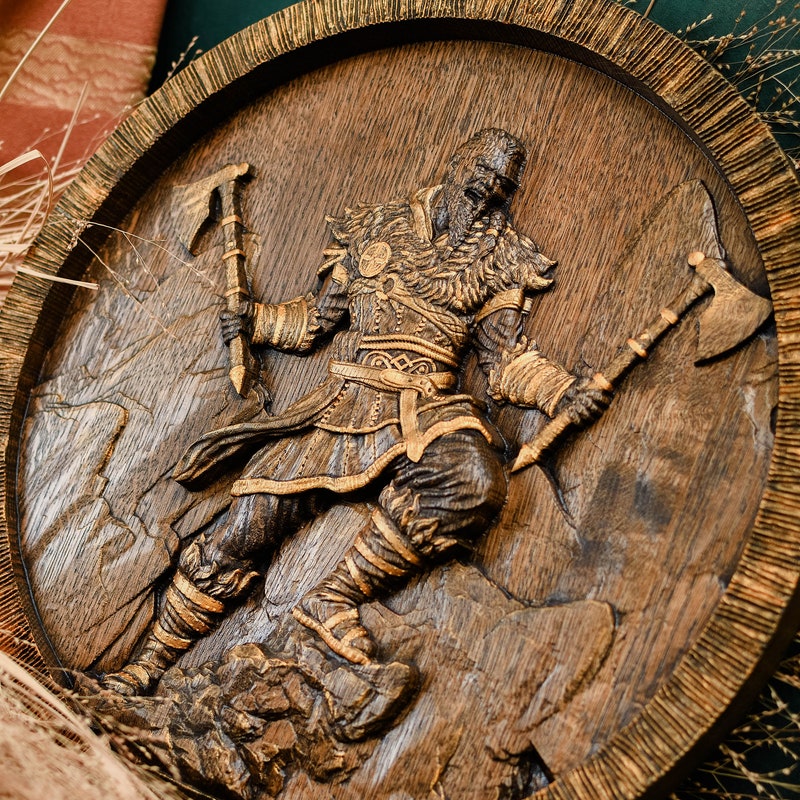 Carved Viking Wood Panel - Etsy