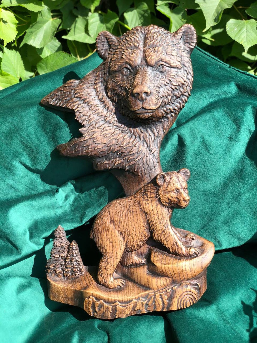 Carved Wooden Bears, Handcarved Wooden Wildlife Decor, Carved Bear Wall ...