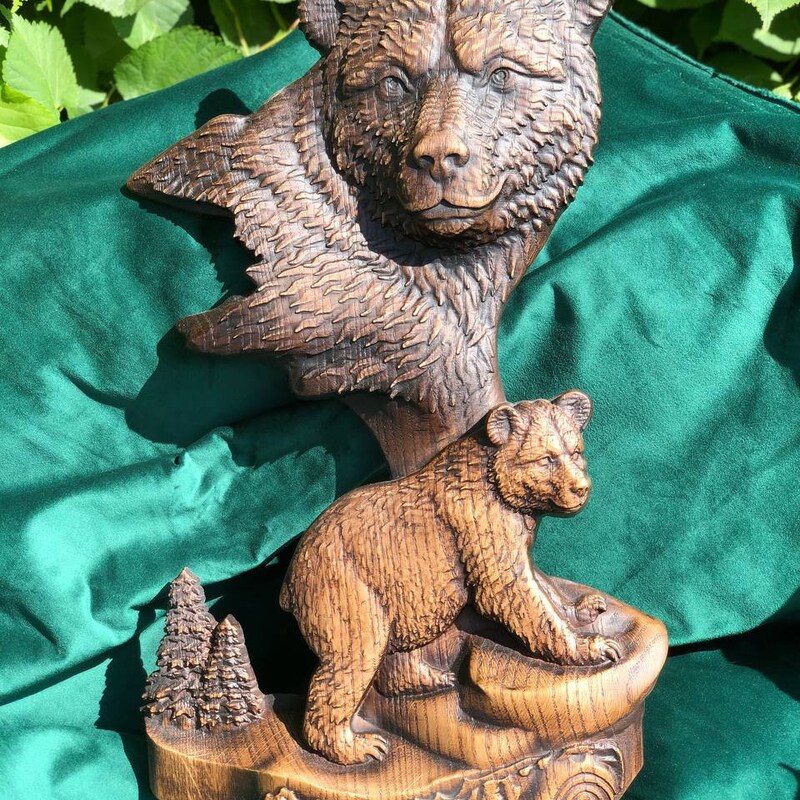 Wood Carved Bears - Etsy