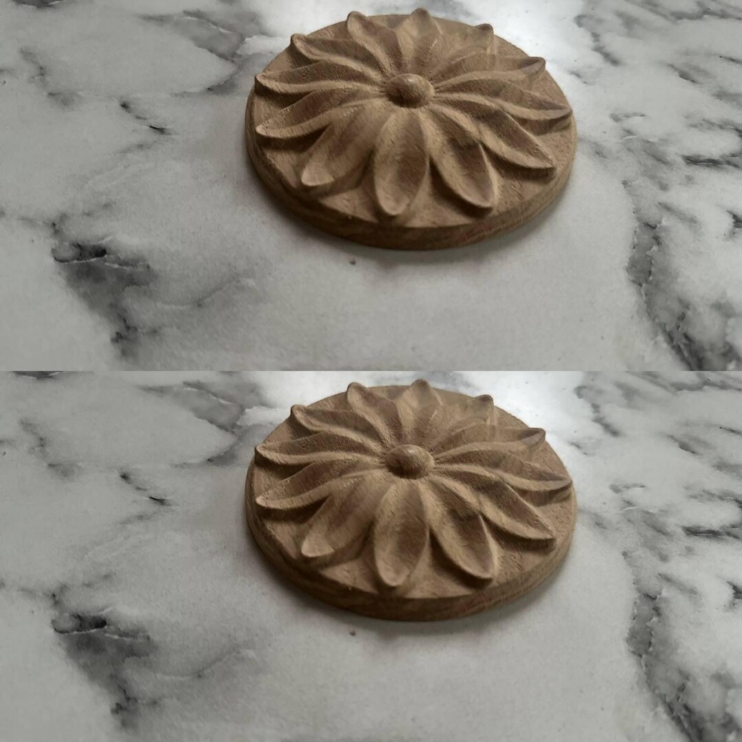 2 Pieces Oak Wood Rosettes, Unstained Round Decorative Appliques, Hand ...