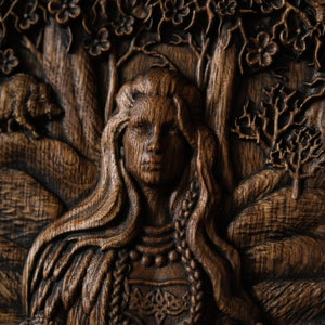 Freyja Wooden Wall Art, Norse Goddess Freyja, Wood Carving Picture ...