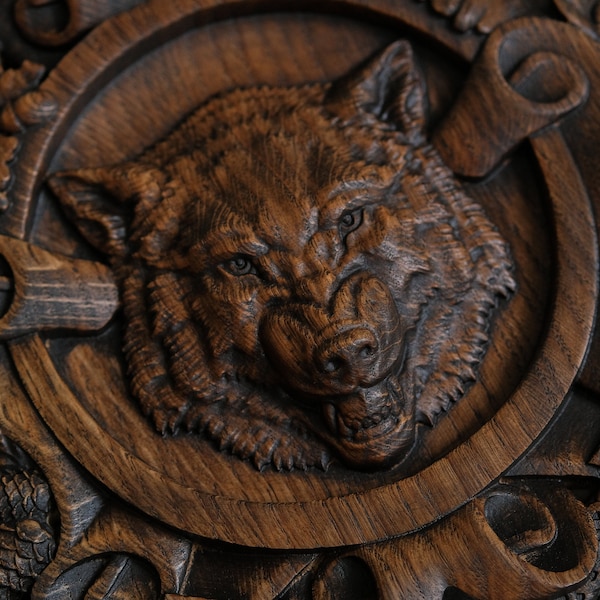 Carved Wolf - Etsy