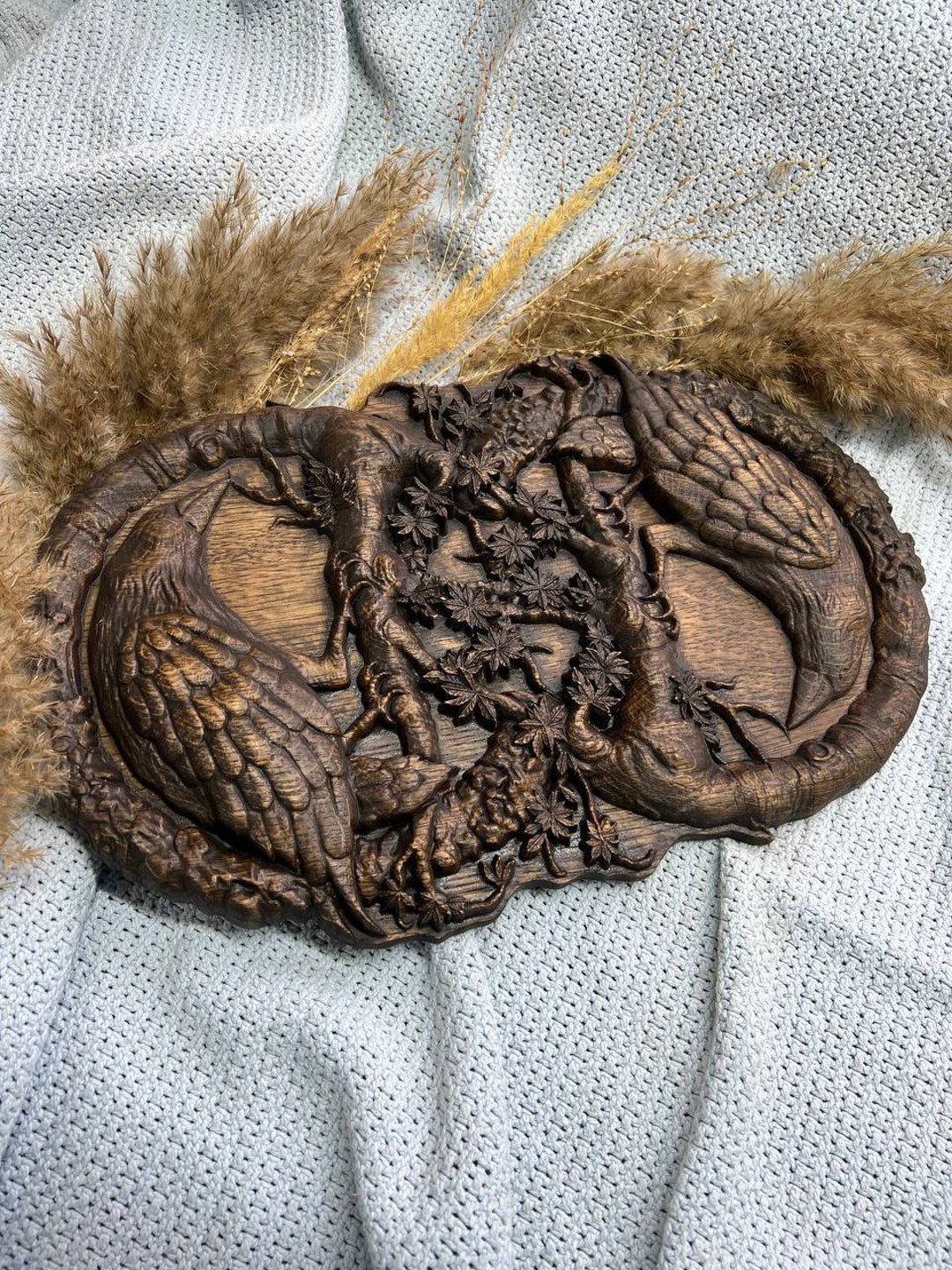 Carved Raven Wall Hanging, Odin's Ravens, Wooden Ravens, Eco-friendly ...