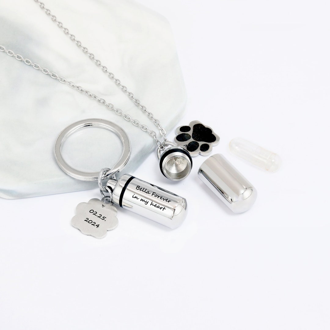 Custom Paw Print Urn Keychain,ash Keepsake,personalized Cremation ...