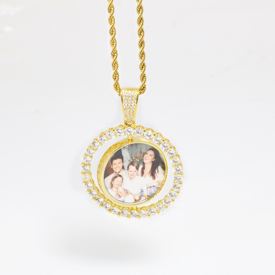 Personalized Rotating Double-sided Photo Pendant,hip Hop Necklace,pet ...