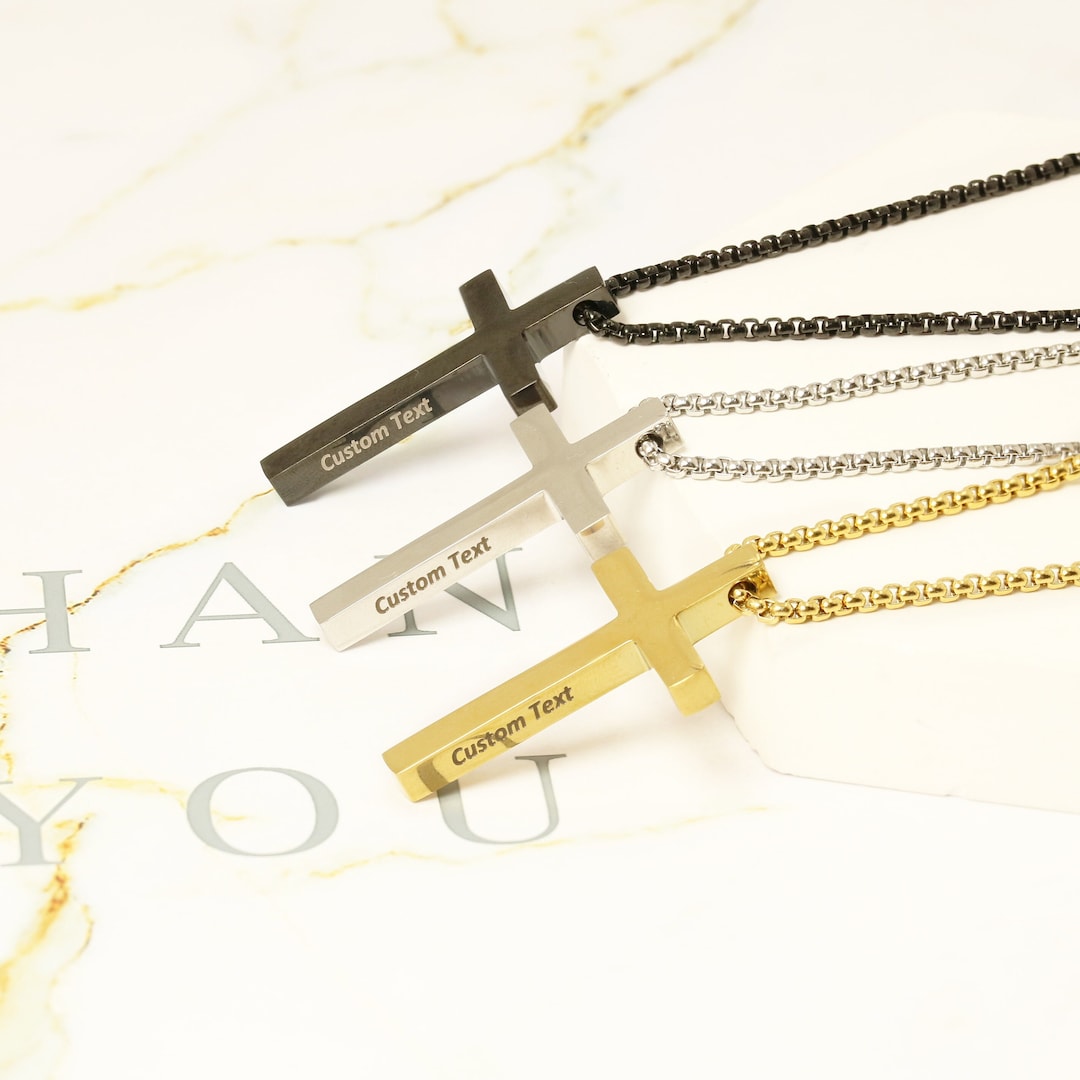 Personalized Cross Necklace,engraved Mens Cross Necklace,cross Name ...