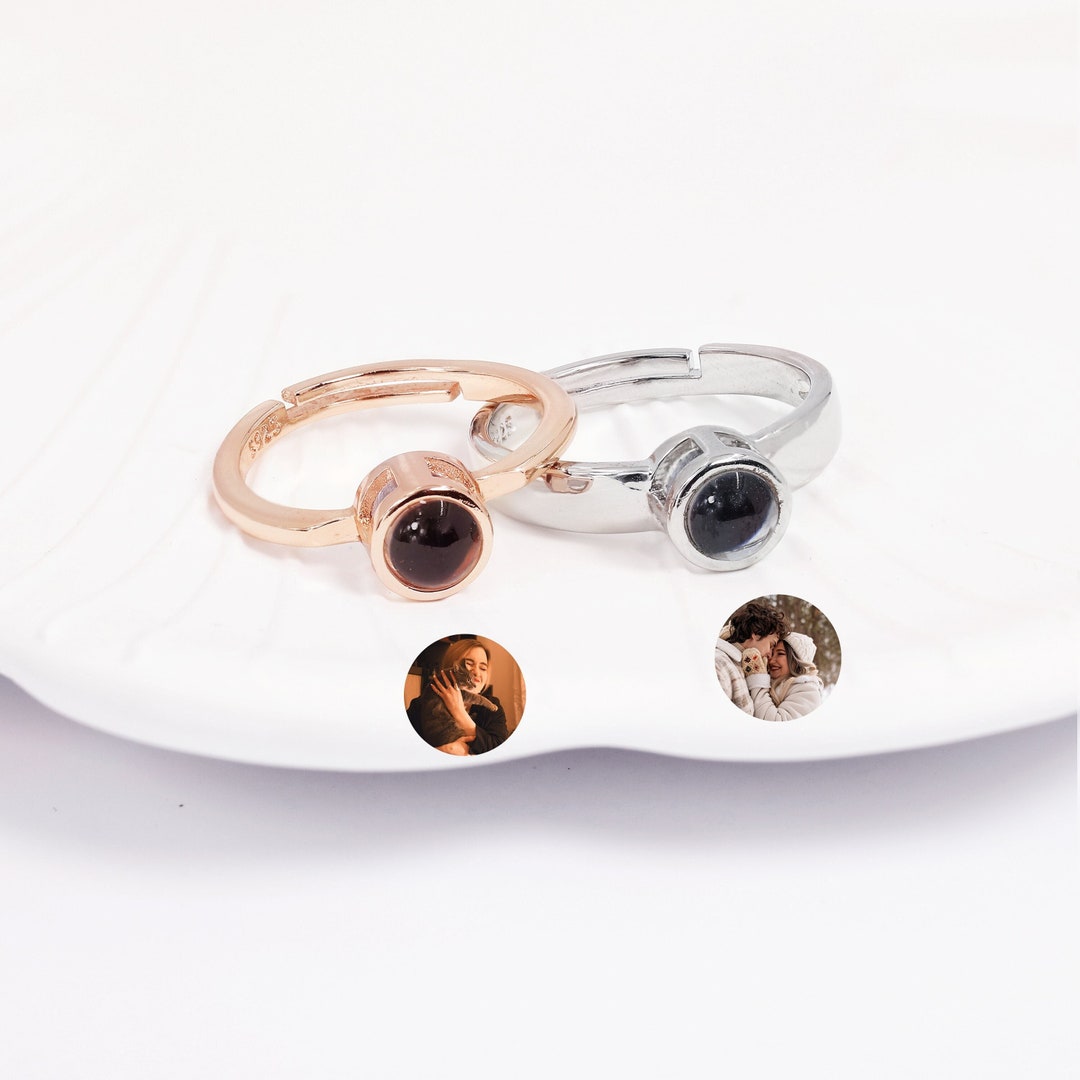 Personalized Photo Projection Ring,couples Ring,custom Memorial Picture ...