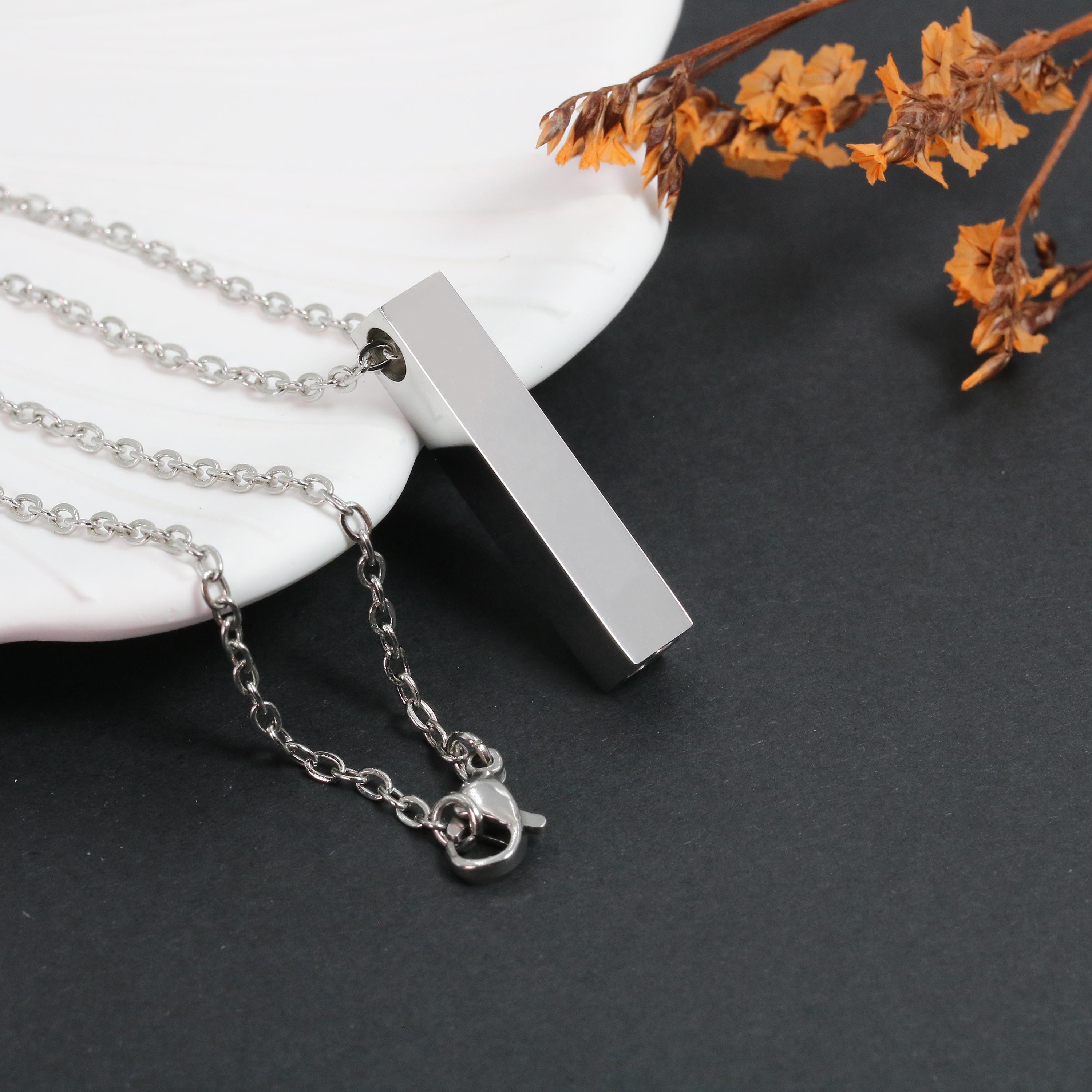 Custom Engraved Urn Bar Necklace for Ashes,personalized Cremation Urn ...