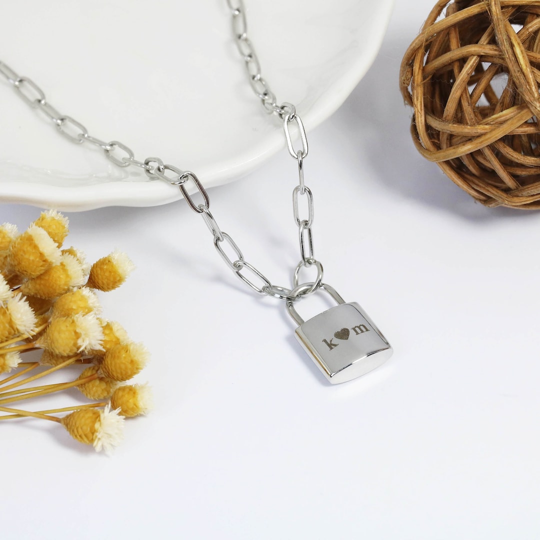 Personalized Lock Initial Necklace,custom Initial Padlock Necklace in ...