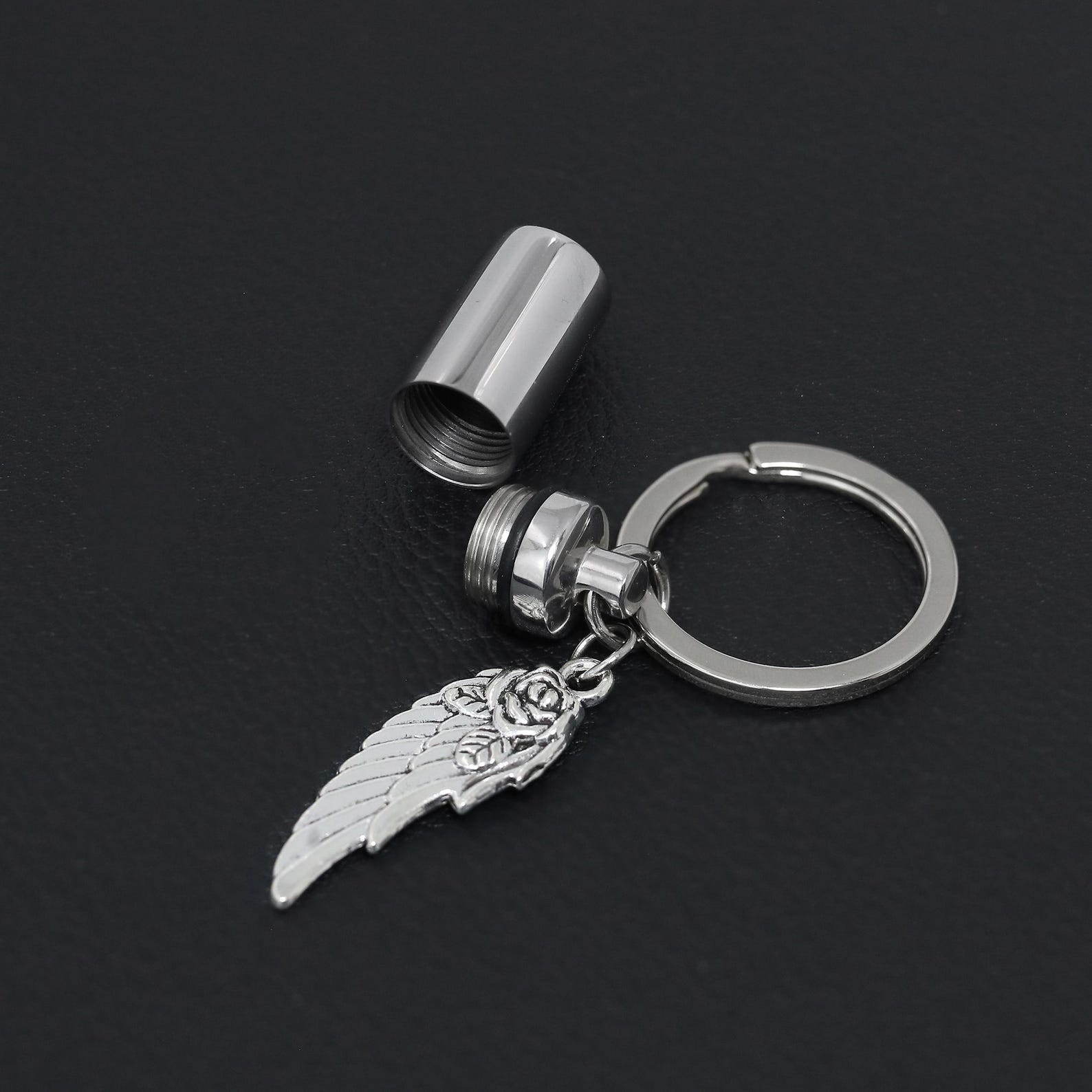 Custom Urn Keychain With Angel Wing,cremation Keychain for Ashes ...