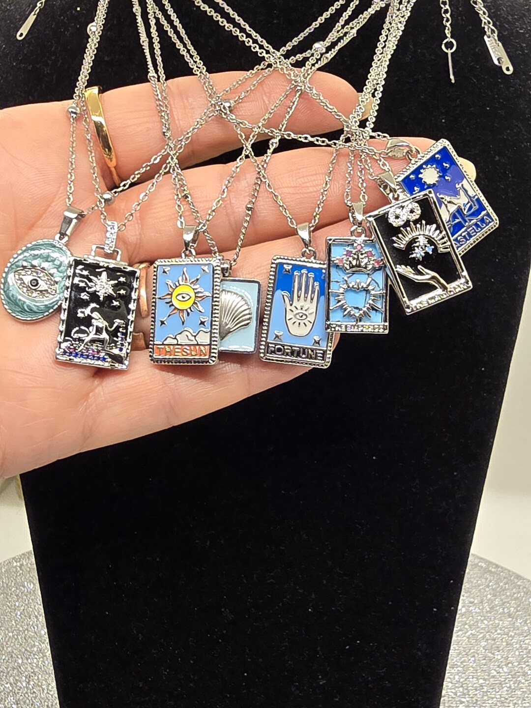 Tarot Card Charms,tarot Card Box,tarot Necklace,18ksilverplated ...