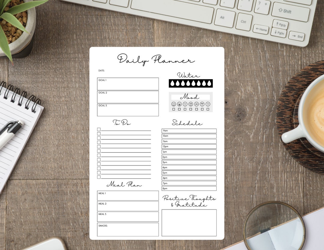 Daily Planner Printable, Minimalist Daily Schedule, Day at a Glance ...