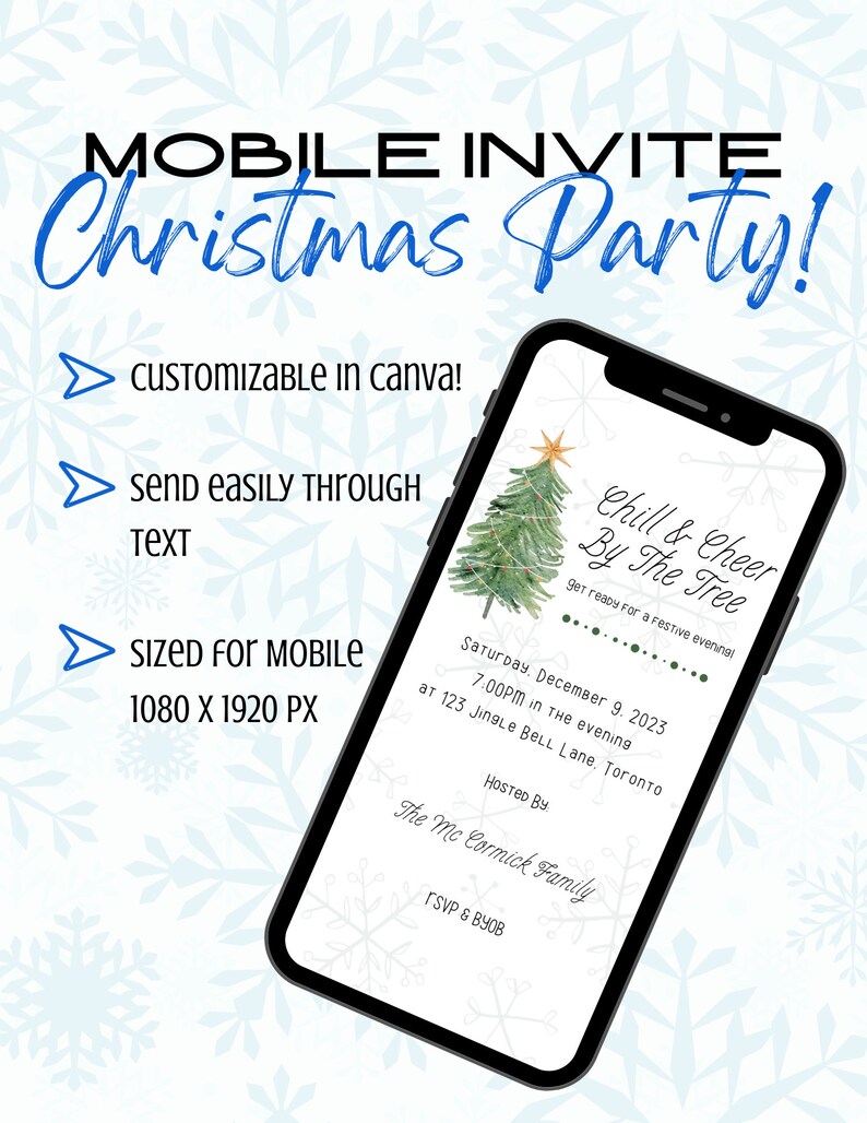 Christmas Party Mobile Invite Template for Phones Mobile Devices ...