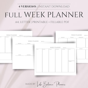 Weekly Planner Printable Minimalist Planner Landscape Undated Planner ...